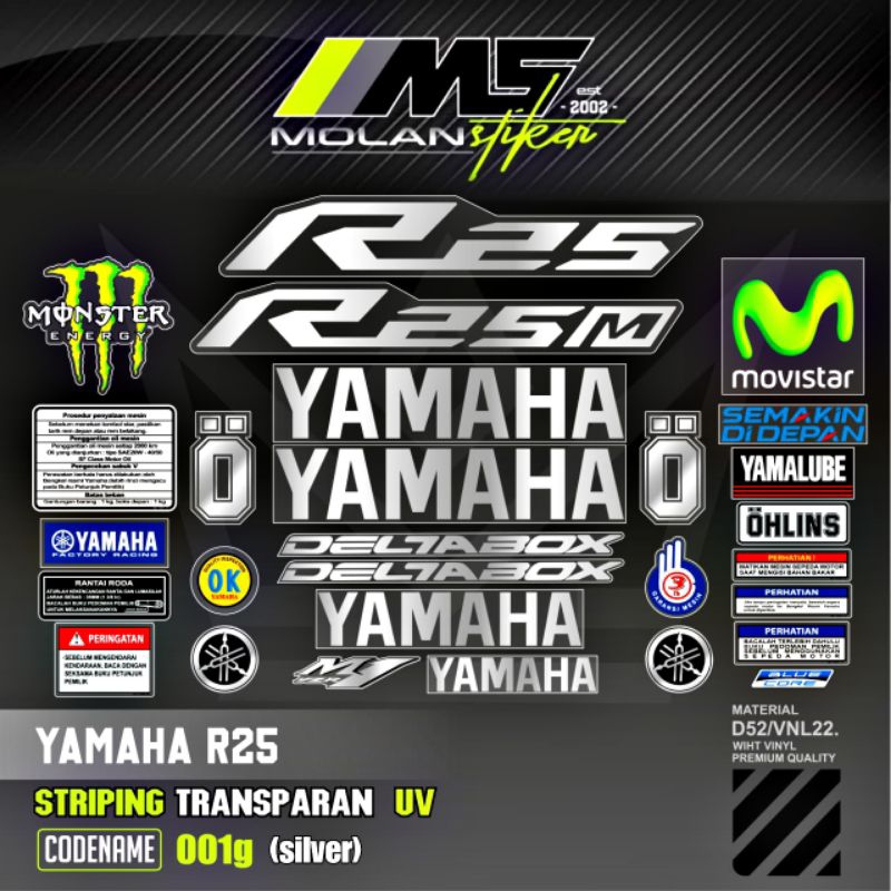 Sticker Striping Variations Transparent Uv Yzf R25 R25M R25 V1 R25 Old ...