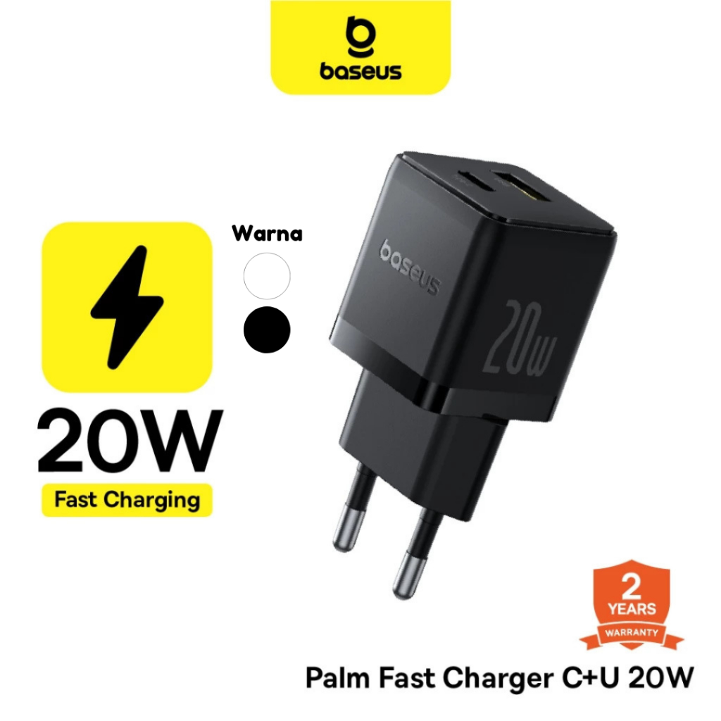Baseus Palm C+U 20W Charger Head Dual Port Type-C & USB-A Fast Charging Head Shell HP Travel ...