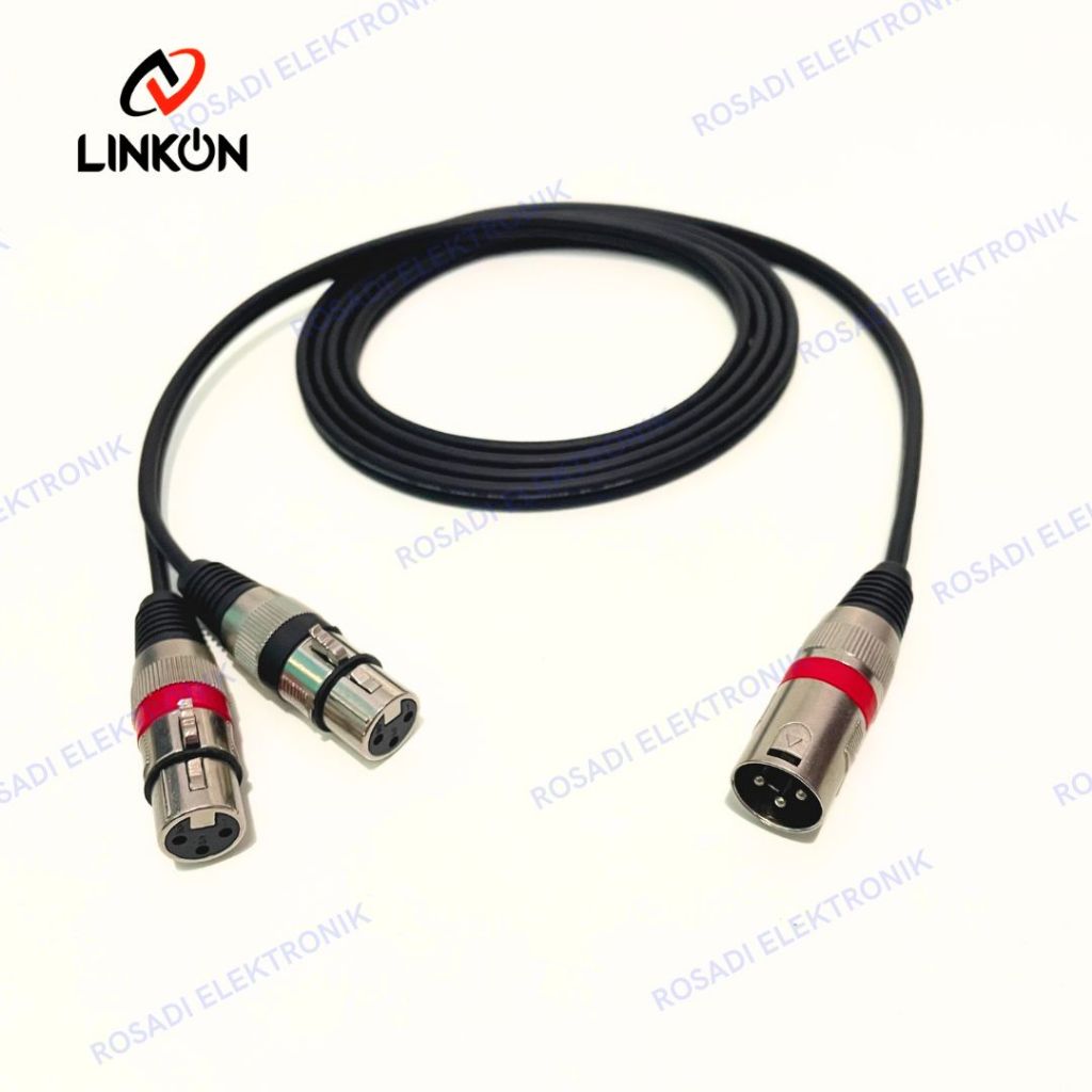 HITAM Xlr male to 2 xlr female audio cable 3pin branch audio cable ...