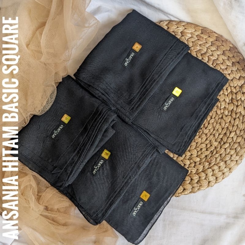 HITAM Plain Black Hijab LC Hijab Square | Shopee Malaysia