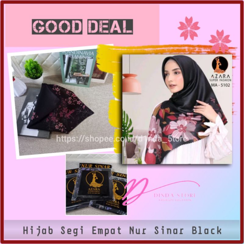 Hijab Square Nur Sinar Dasar Hitam Hijab Motif Glamor Black Edition ...