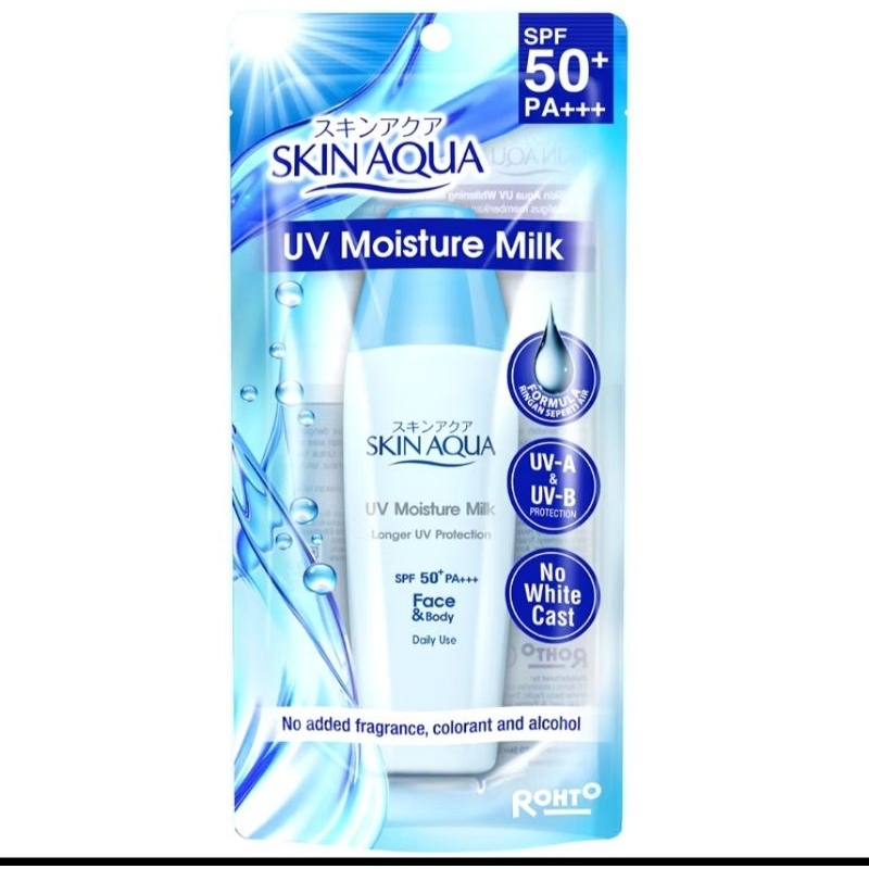 Rakkistore99 SKIN AQUA UV Moisture Milk SPF 50 PA+++ (CLOSE biru) (BY ...