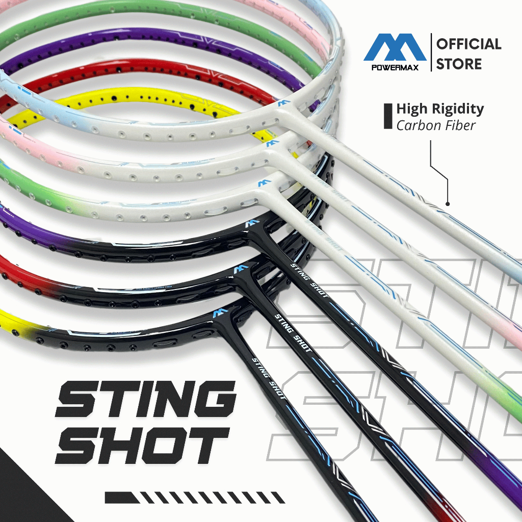 POWERMAX Badminton Racket Sting Shoot Full Carbon Fiber 5U 36 Lbs Built ...