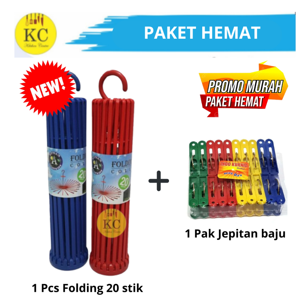 GANTUNGAN Folding Clothesline Hanger 20 Sticks Clothes Hanger | Shopee ...