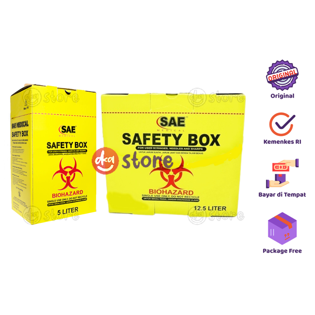 Yellow 5 Liter And 12.5 Liter Safety Box Trash/Cardboard Medical Waste ...