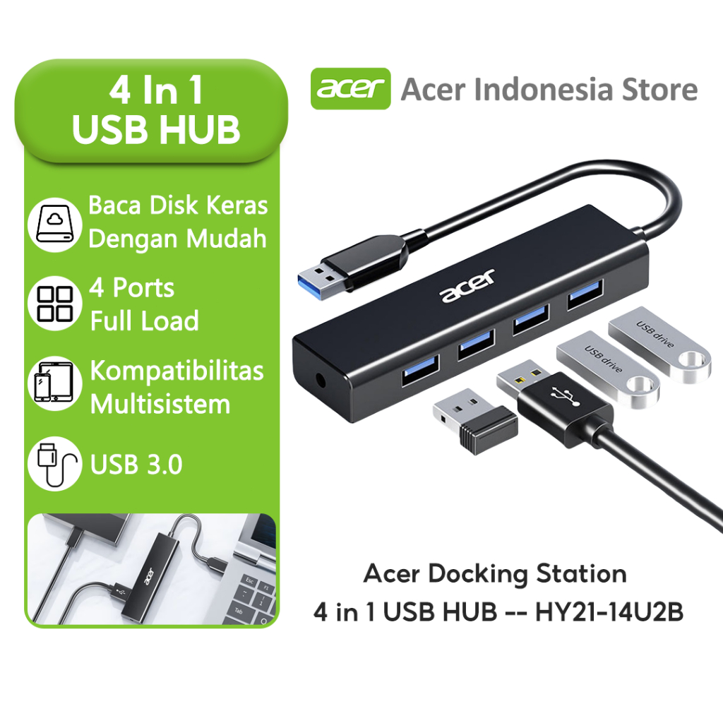 Acer USB Docking Station 4 in 1 USB HUB High-Speed Transmission Is ...