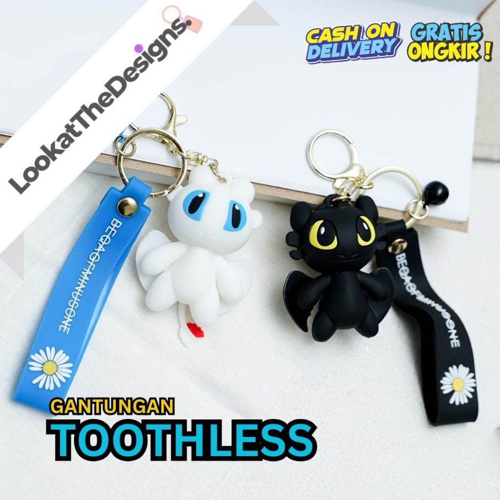 GANTUNGAN Toothless Night Fury Keychain How to Train Your Dragon Cute ...