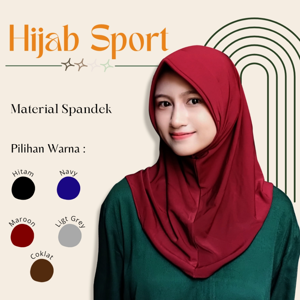 Sports Hijab Instant Plain Pad Hijab Volleyball Sport Badminton Hijab ...