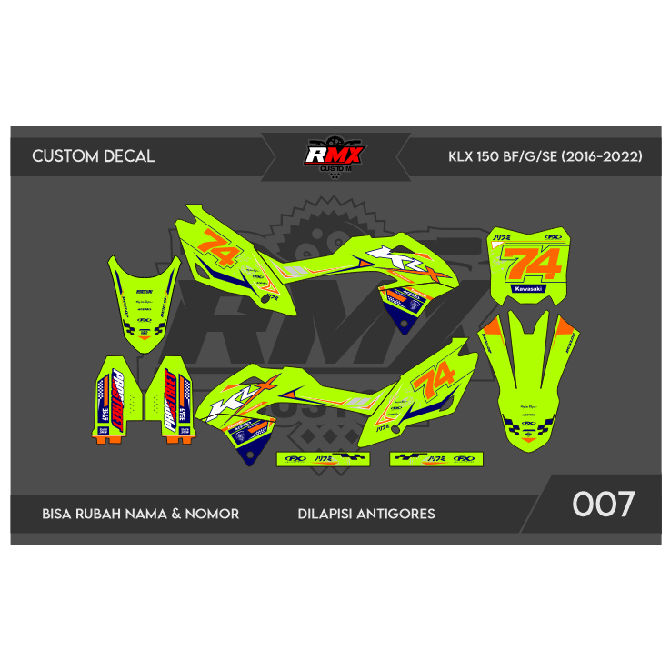 HIJAU MERAH HITAM PUTIH Decal STICKER KLX BF (007) STICKER DECAL KLX ...