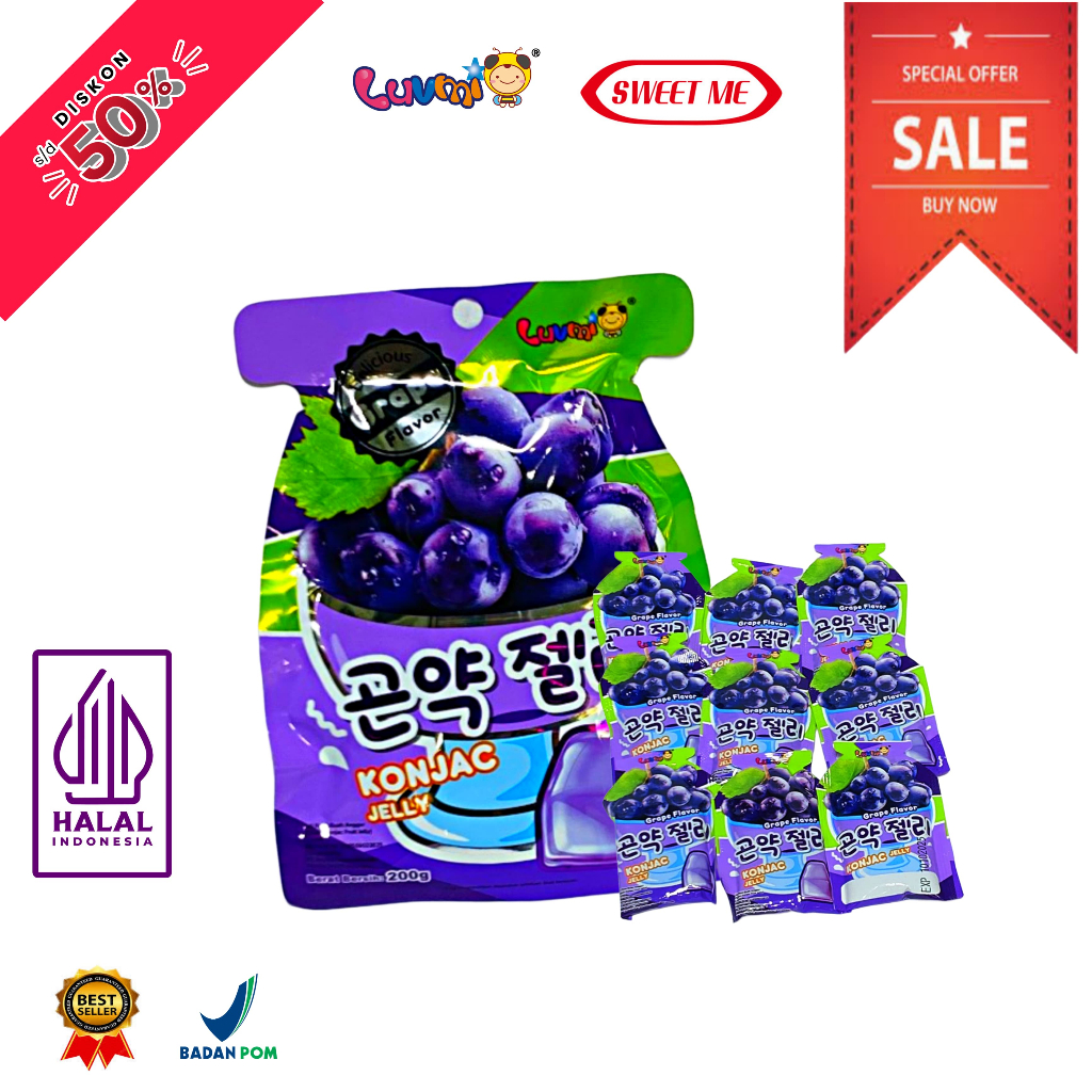 [ Luvmi ] CONJAC JELI SOFT VARIOUS FLAVORS | Strawberry | Grape | Mango ...