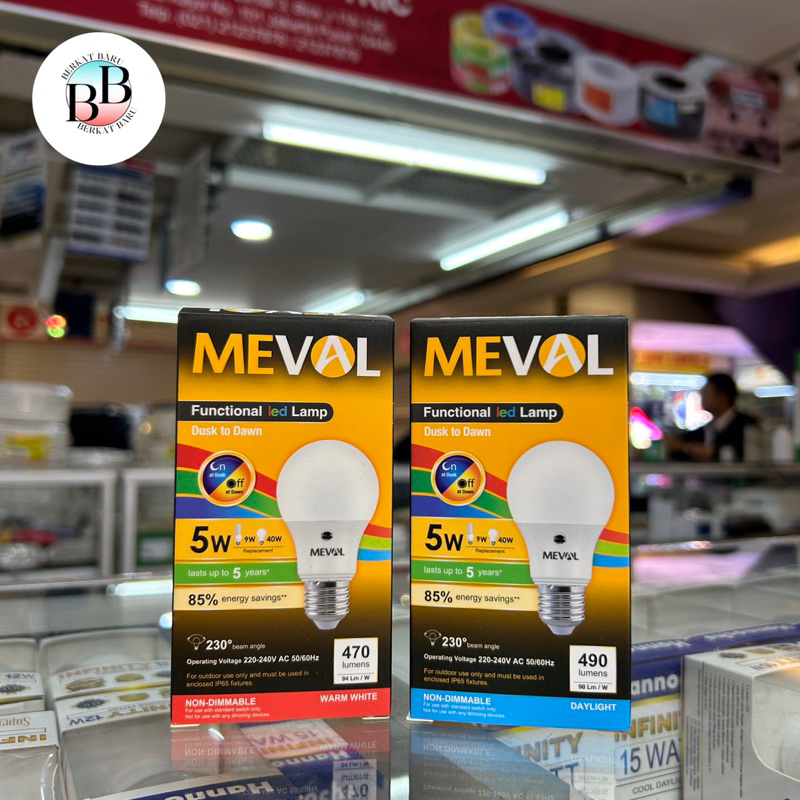 CAHAYA PUTIH Meval LED Bulb Light Sensor 5 Watt (White Light / Yellow ...