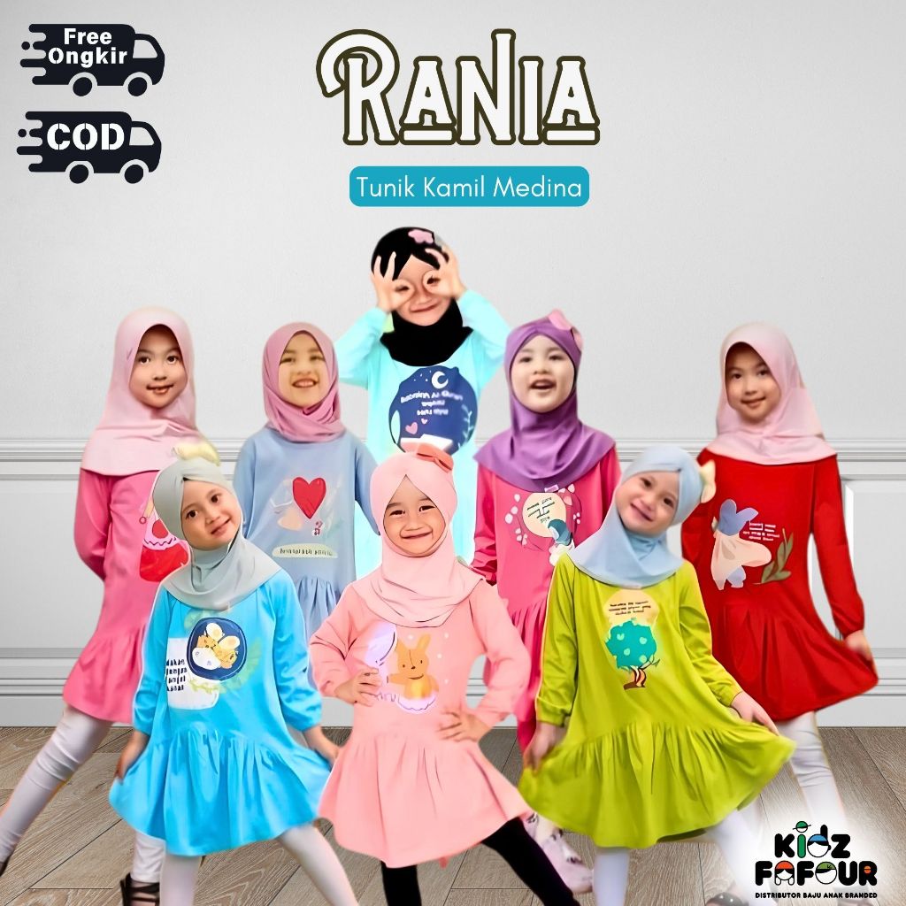 Original RANIA TUNIK KAMIL MEDINA MUSLIM TOPS FOR GIRLS MATERIAL COTTON ...