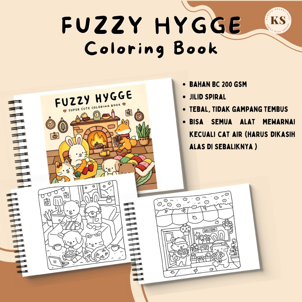 Fuzzy HYGGE Coloring Book For Adults And Kids Cozy Healing Coloring ...