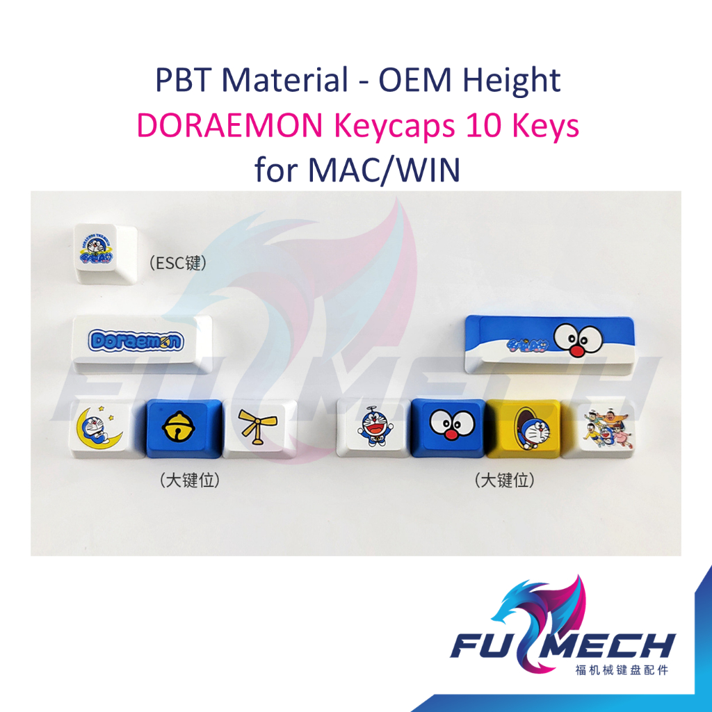 Doraemon KEYCAPS 10 KEY | Pbt MATERIAL | Oem HEIGHT | Diy MECHANICAL ...