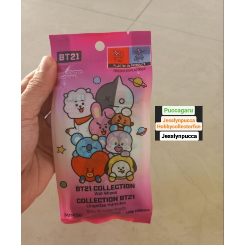 MINISO WET TISSUE X BT21 WET TISSUE CONTAINS 10 SHEETS WET TISSUE WET ...