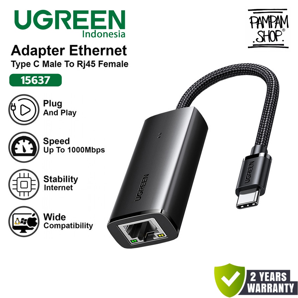 Ugreen 15637 Ethernet Adapter Type C to RJ45 LAN Gigabit up to 1000 ...