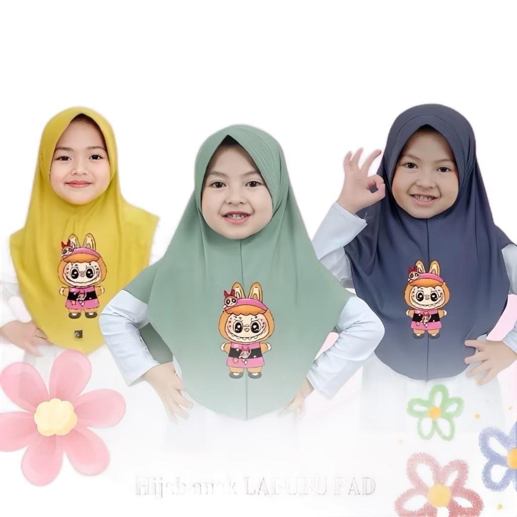 Labubu Children's Hijab 5-10 Years Premium Jersey / Labubu Children's ...