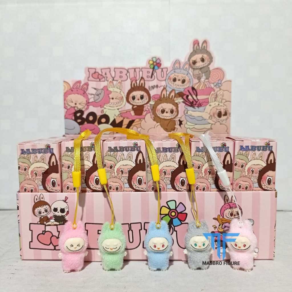 GANTUNGAN Labubu Doll Keychain Standing Mini figure Labubu Keychain ...
