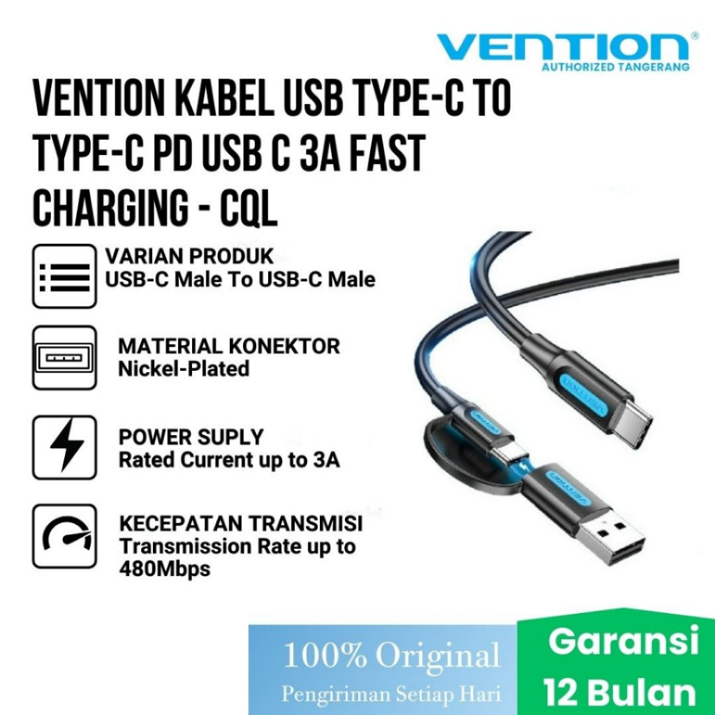 Vention USB Type-C to Type-C PD USB C 3A Fast Charging Cable - CQL ...