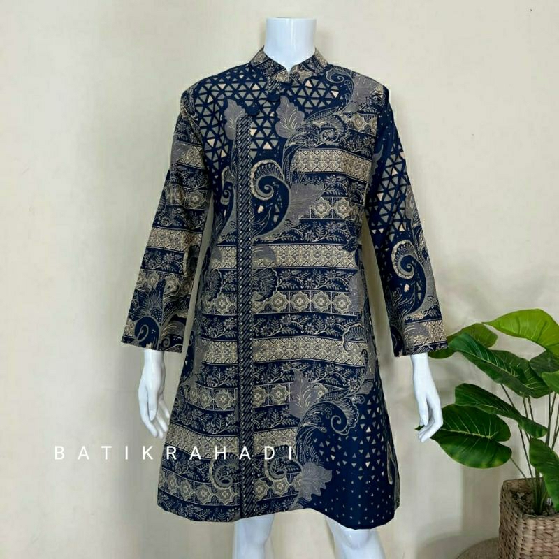 (DIANA Tunic) premium solo batik tunic with abstract motifs for office ...