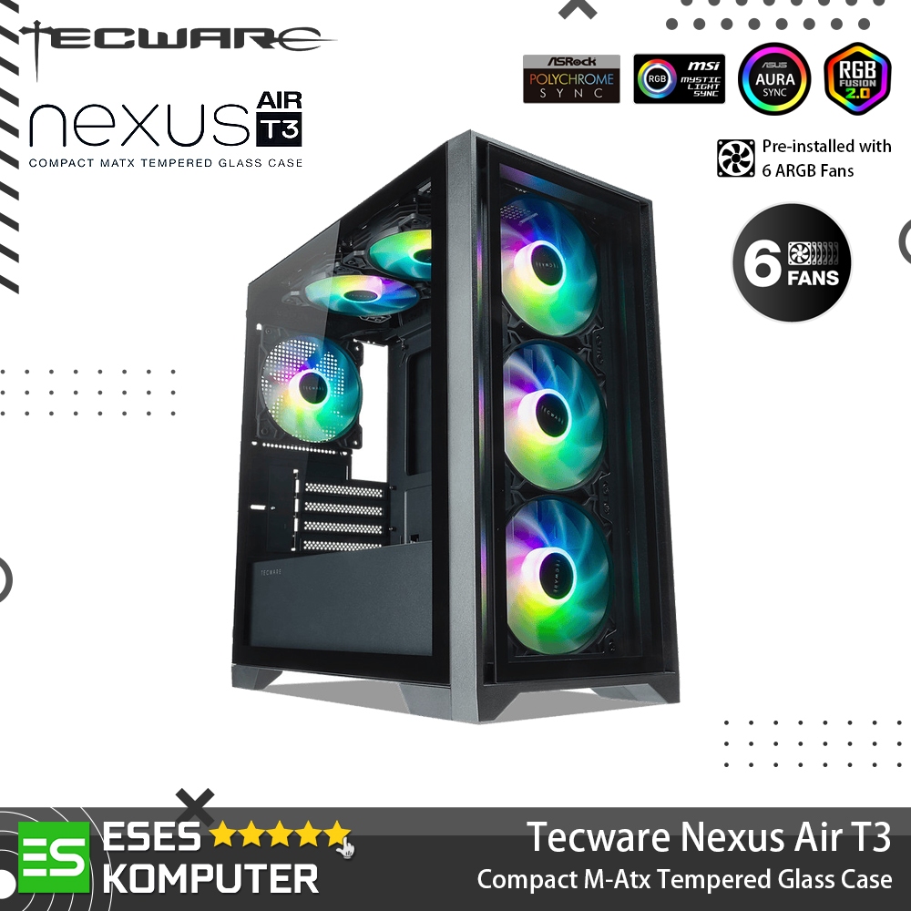 Tecware Nexus Air T3 Case | Compact Tempered Glass MATX Case | 6X ARGB ...
