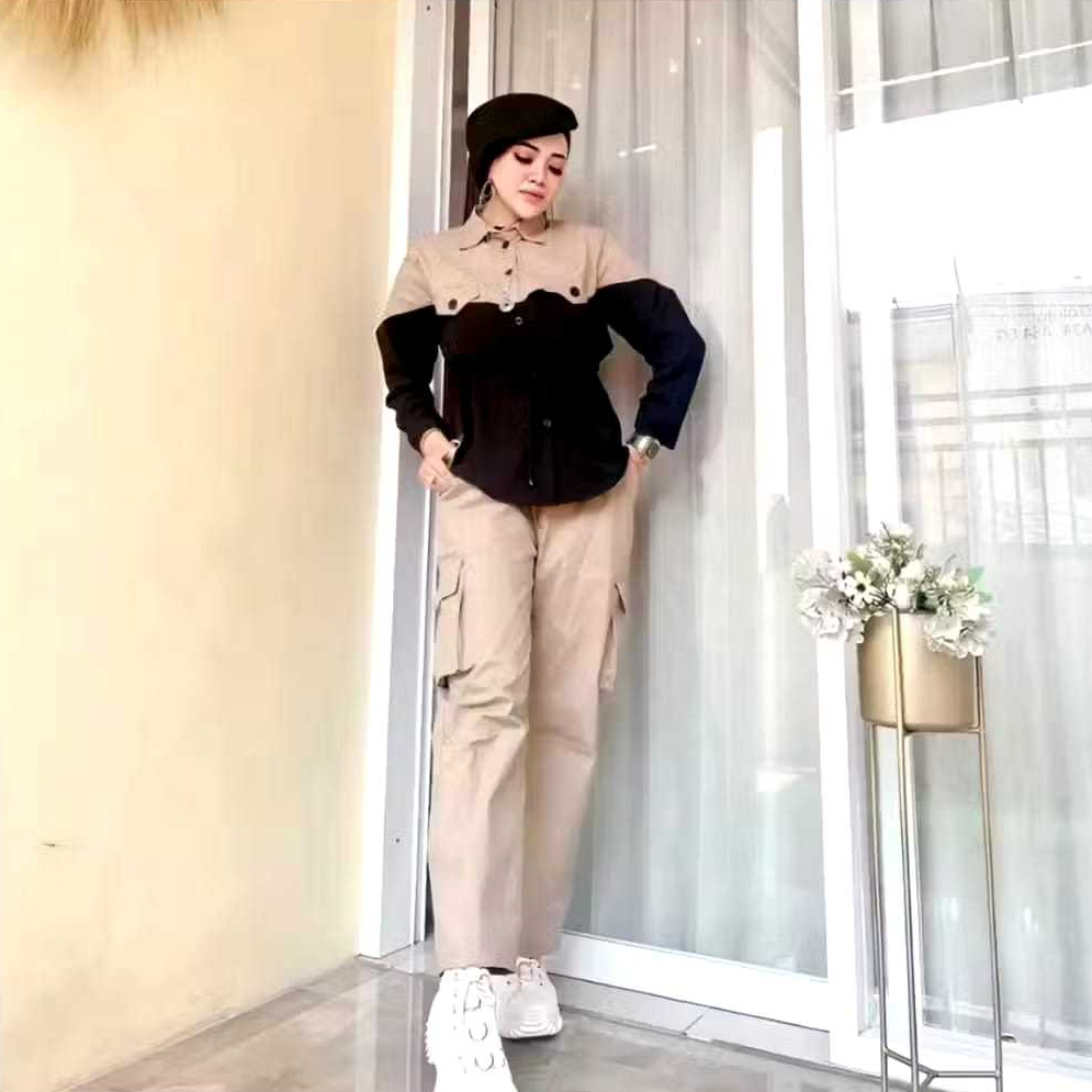 Women's CLOTHING PLAIN SET COMBINATION CARGO SET LONG SLEEVES LONG ...