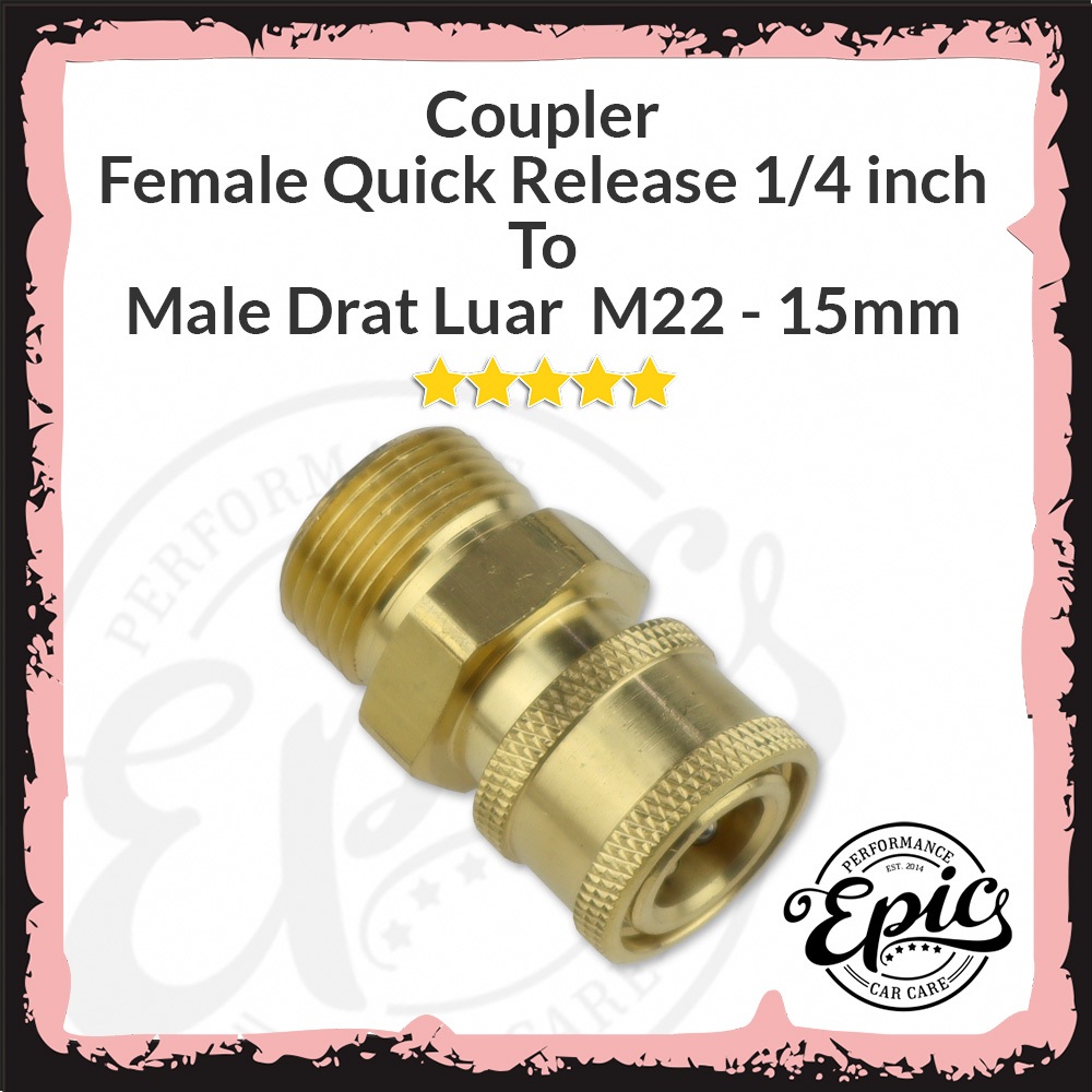 Quick Release Female Coupler 1/4 inch To Male Outer Thread M22 15mm | Shopee Malaysia