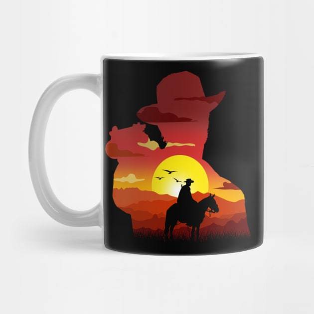 Glass Mug | Gift | Hampers | Arthur Morgan SunSet Silhouette Red Dead ...