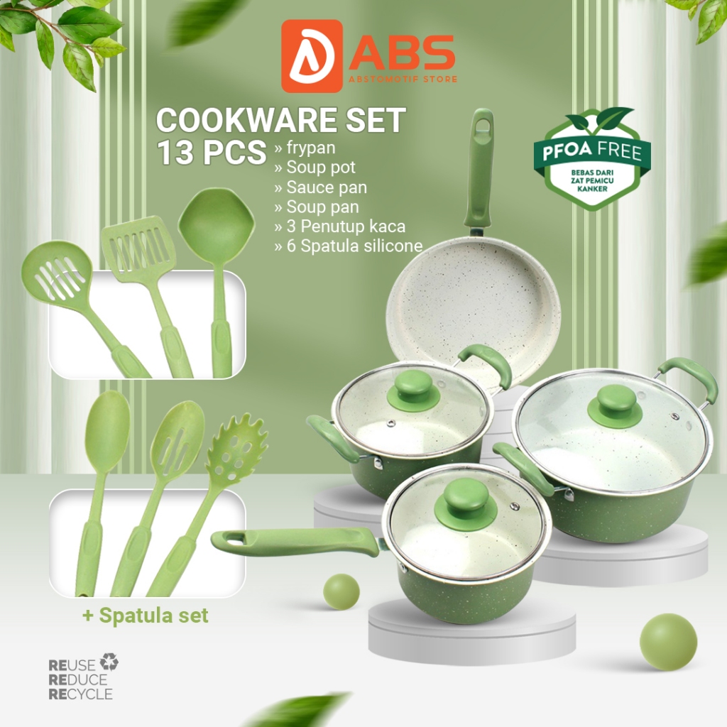Hongzhuo By ABS Marble Teflon Pan - 13 pcs Cookware Set Glass Lid ...