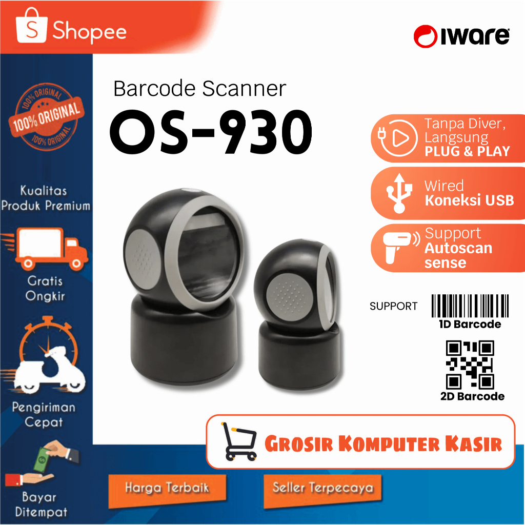 Iware - BARCODE SCANNER IWARE OMNI 2D OS-930 USB | Shopee Malaysia