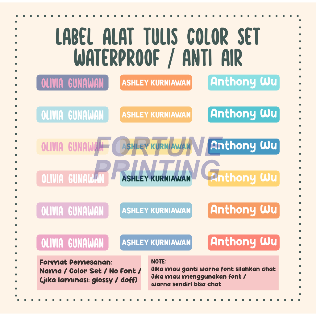 Name Label STATIONERY Waterproof Waterproof pen pencil book eraser ...