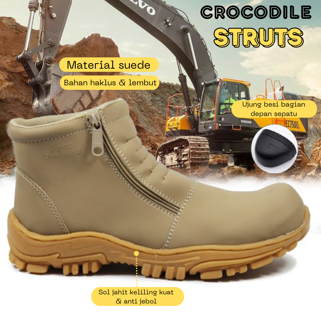 Men's Steel Toe Safety Shoes - Strutz Zipper Safety Boots - Outdoor ...
