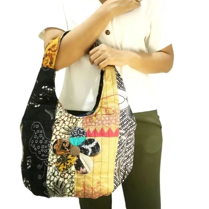 Lined Patchwork batik oval Tote bag / Women's Batik Handbag | Shopee ...