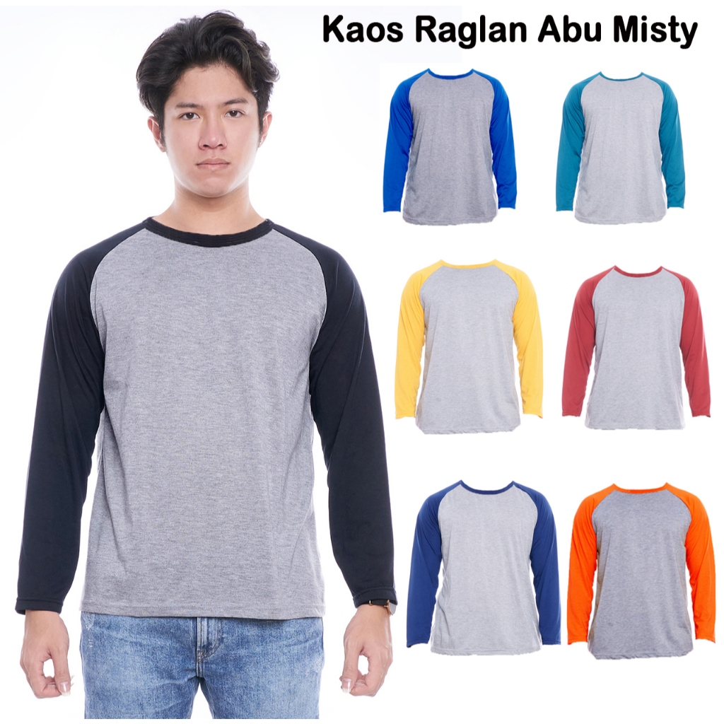 Myco Men's Raglan T-Shirt Long Sleeve Body Misty Grey | Shopee Malaysia