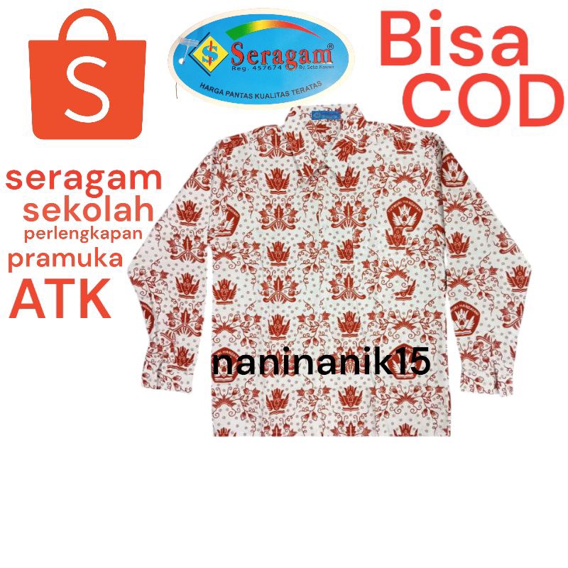 MERAH Red batik sd TUT WURI HANDAYANI LONG SLEEVES / elementary school ...
