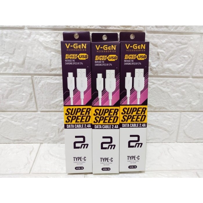 USB Type C Data Cable V-GeN VCB-18 Fast Charging VGEN Cable 2 Meters ...