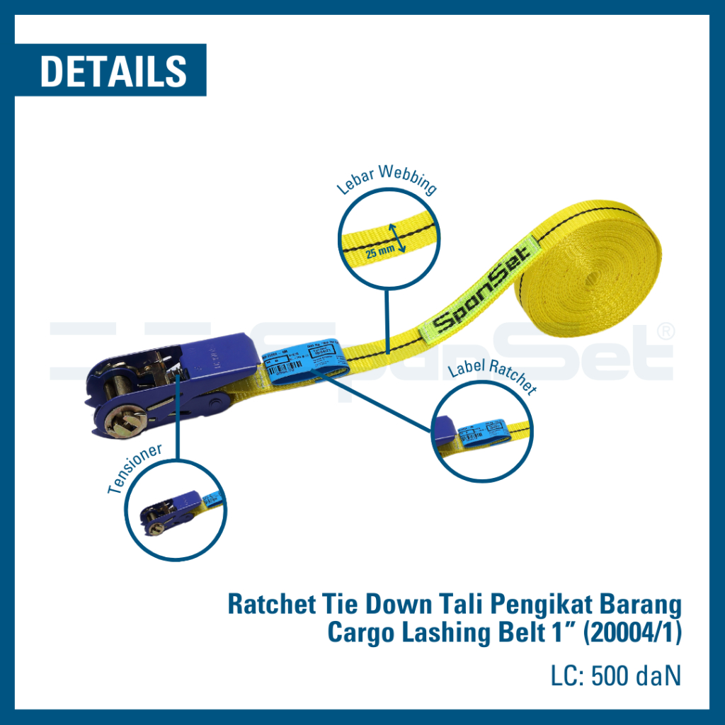 Ratchet Lashing Type 20004 Endless Tie Capacity 500kg, Length 3 Meters ...