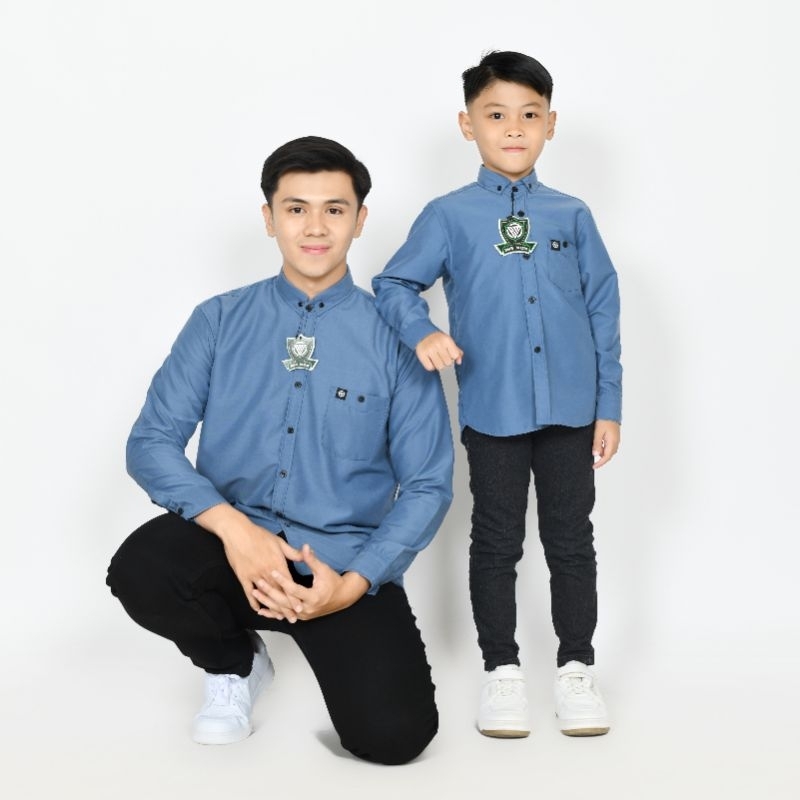 KATUN KEMEJA Boy MOM Poplin Long Denim Plain Shirt Couple Father and ...
