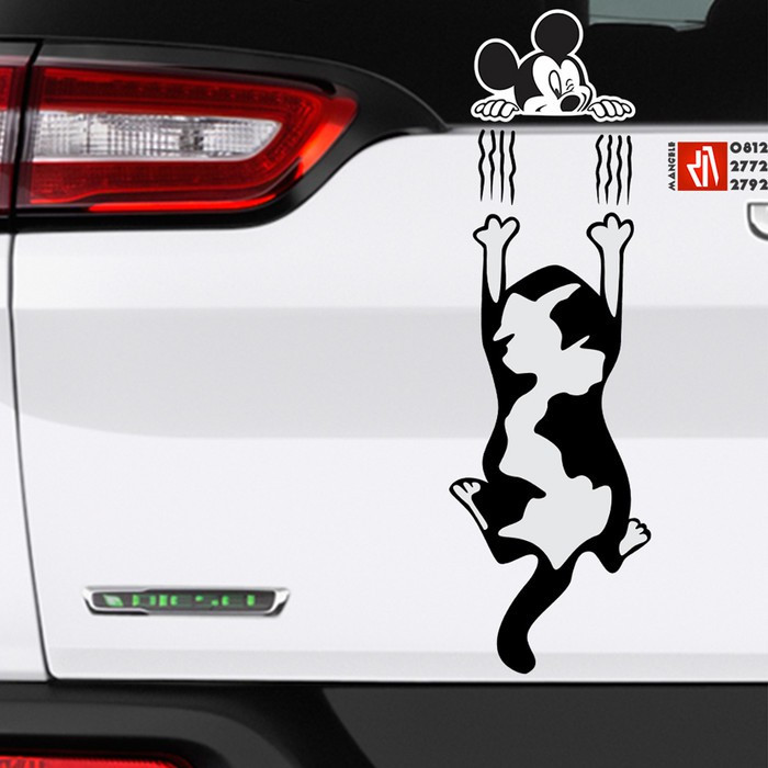 Cool Cute Mickey Mouse Cat Car Stickers Cute Cutting Stickers | Shopee ...