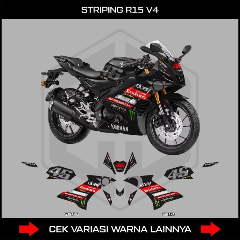 Yamaha Striping R15 V4 / Motorcycle Sticker R15 V4 Livery GP 46 Rossi / Sticker Decal Variation ...