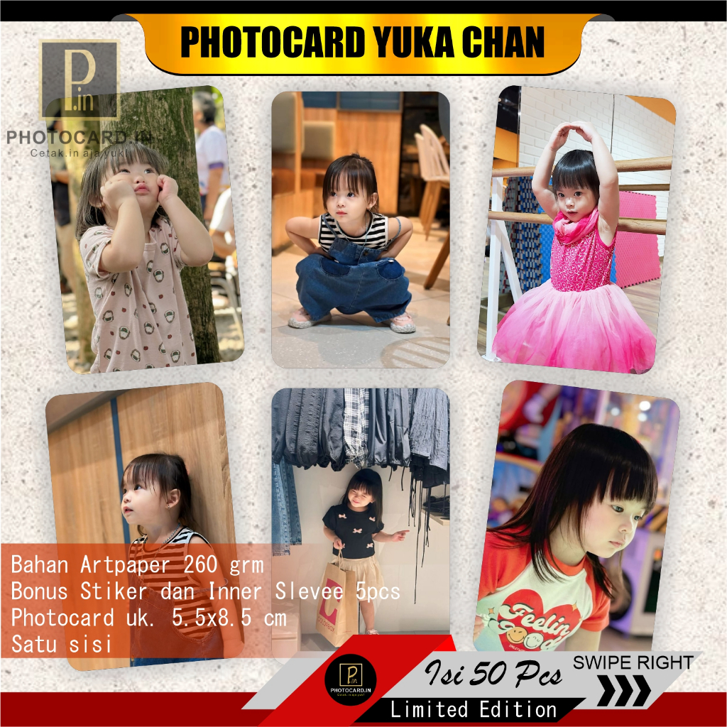 Photocard Yuka Chan contains 50 pcs (Free Stickers and Inner Slevee 5pcs) Unofficial/Fanmade ...