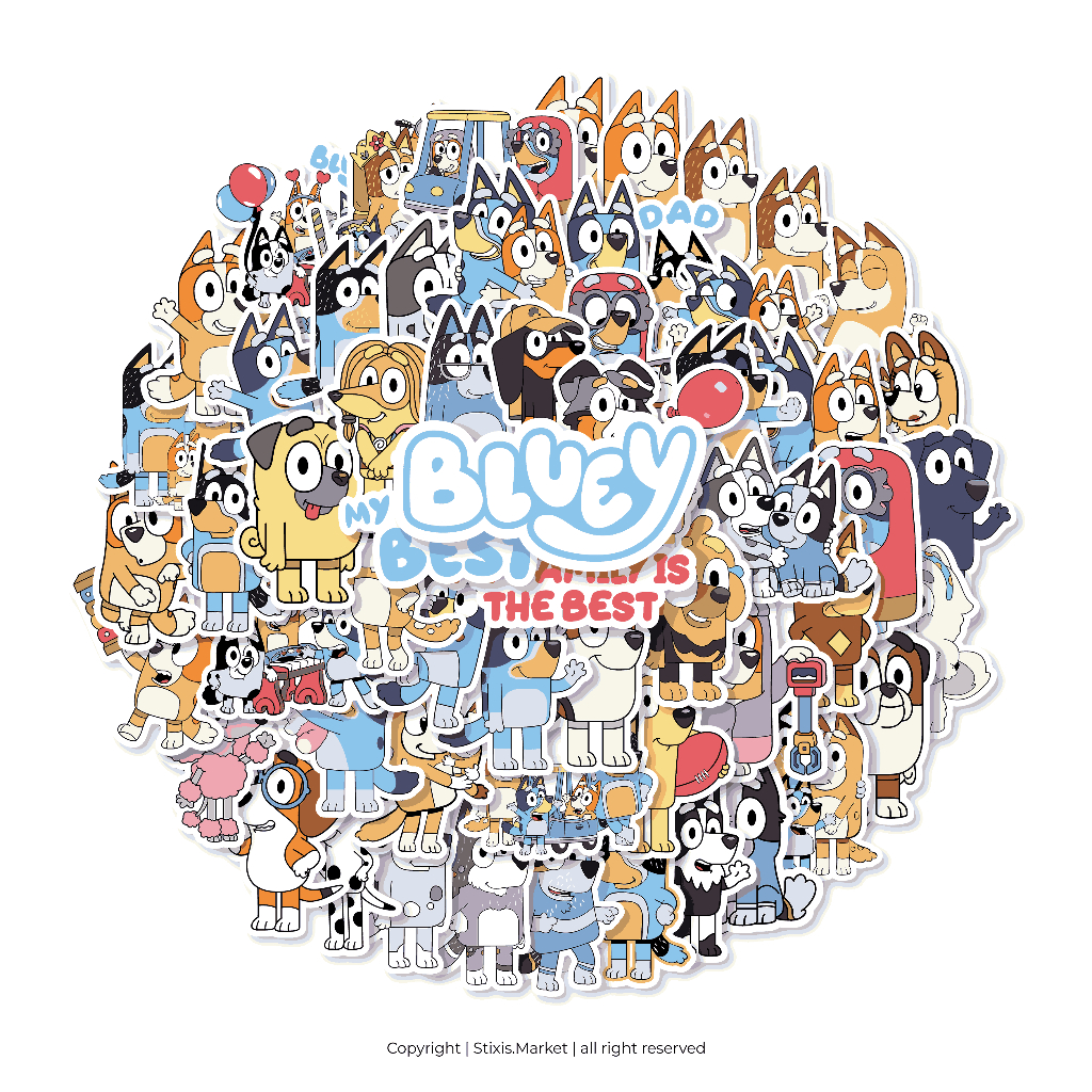 [READY] Sticker PACK | The BLUEY CART | 60 PCS | Kisscut | Waterproff ...