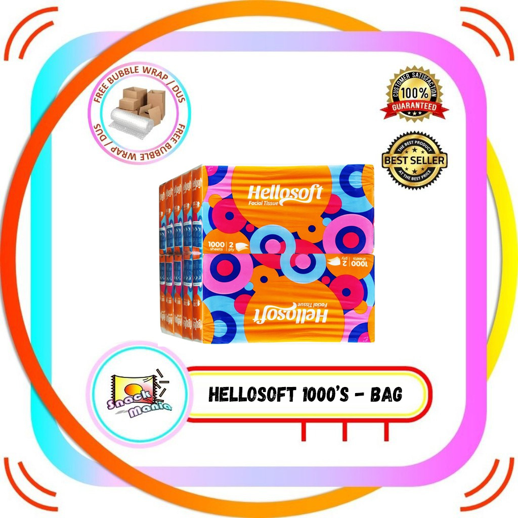 Hellosoft Facial Tissue 1000 Sheets 2 Ply x 10 pc Facial Tissue ...