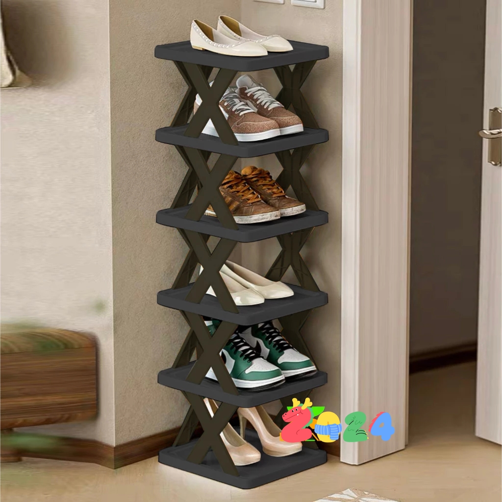 HITAM 4 tier plastic multi-purpose shoe rack/aesthetic multifunctional ...
