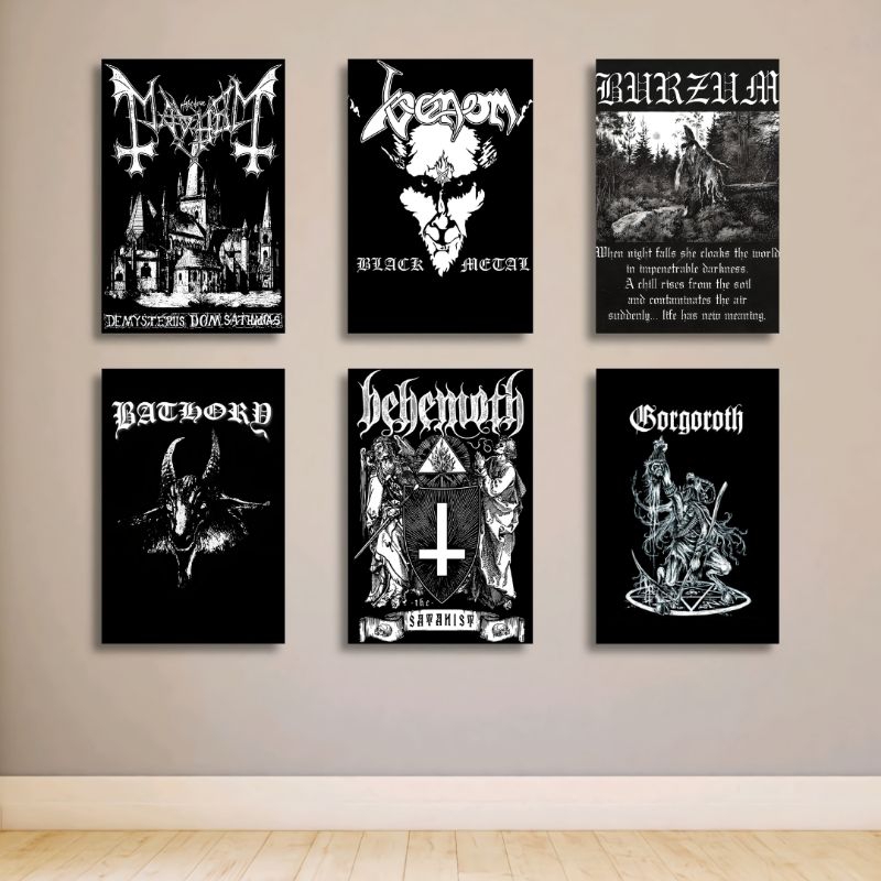 KAYU HIASAN DINDING Wall DECORATIONS BLACK METAL BAND POSTERS ...