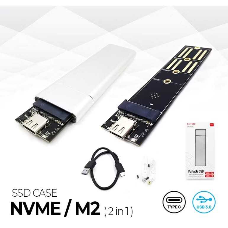 Casing SSD 2 IN 1 - M2 NVME M2 SATA SSD Enclosure Dual protocol ...