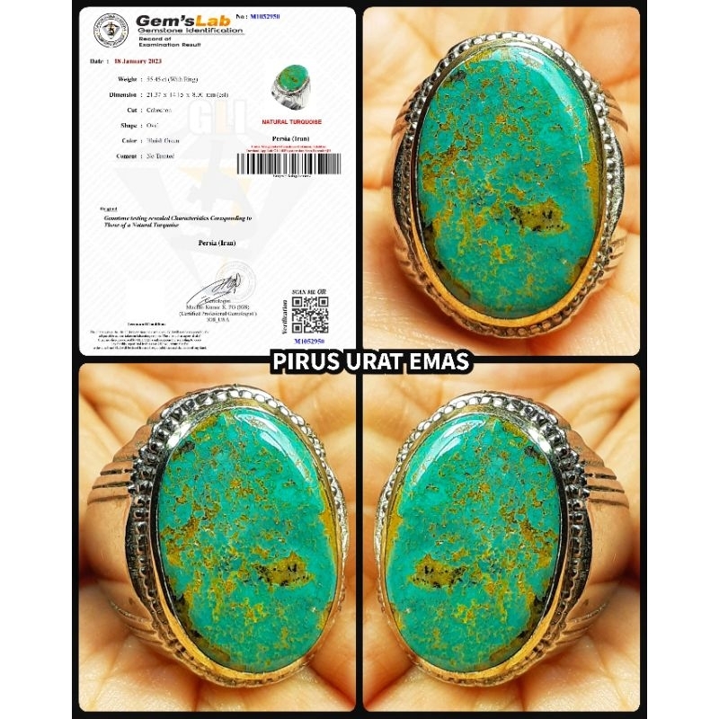 Green turquoise with ancient gold fiber leaves + memo id card | Shopee ...