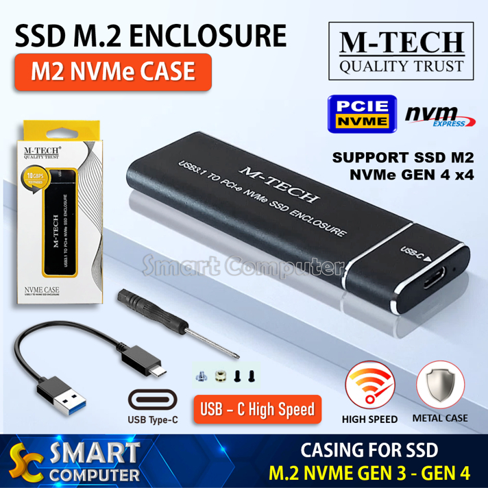 M-TECH External SSD Casing M.2 NVME PCIe M2 Enclosure USB 3.1 Type C ...