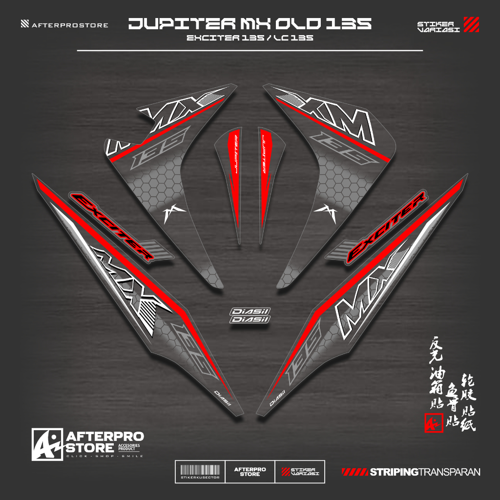 Transparent STRIPING UV MX OLD 135 MOTIF X58 STICKER STICKER JUPITER MX ...