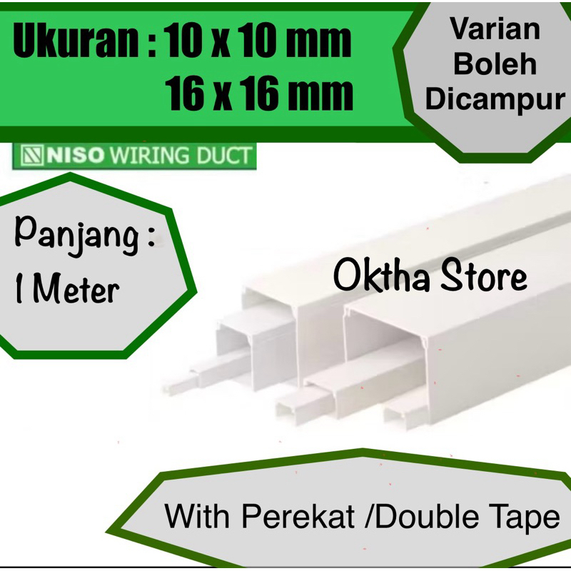 [ 1 Meter ] Cable Duct 10x10 / 16 x 16 x 1 Meter with Adhesive Double ...